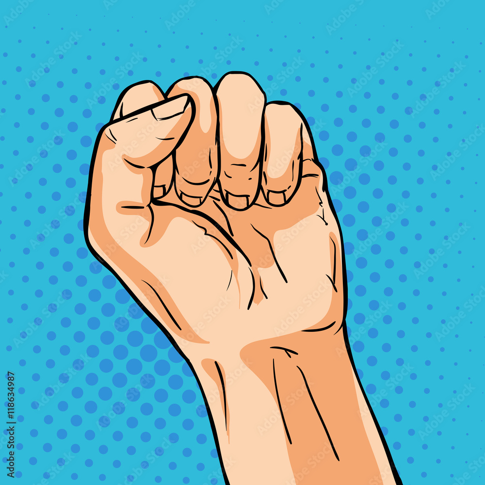 Make fist gesture. Vector hand in pop art comic style Stock Vector ...