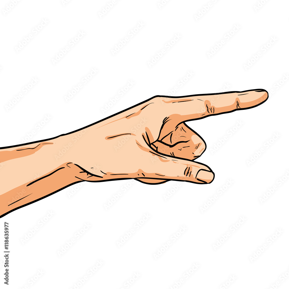 Vector pointing hand. One finger showing the way. Illustration Stock ...