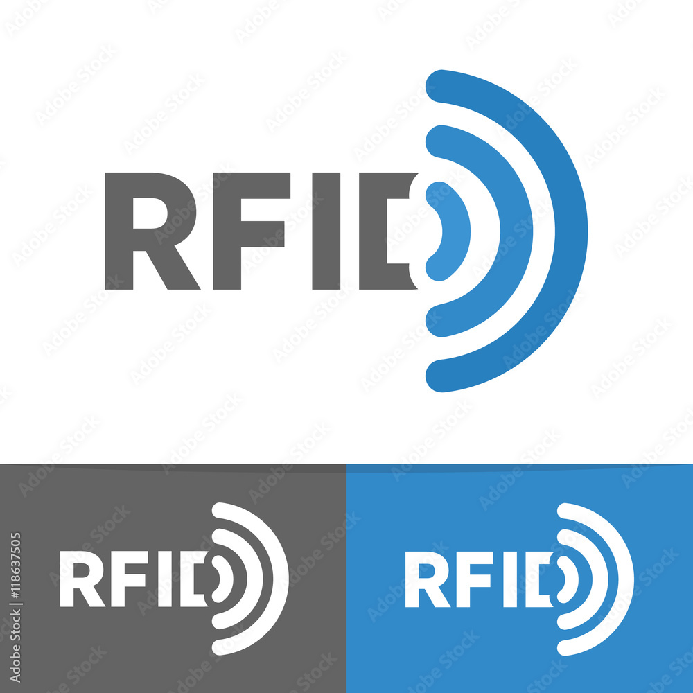 Vector RFID tag icon or logo. Radio-frequency identification symbol ...