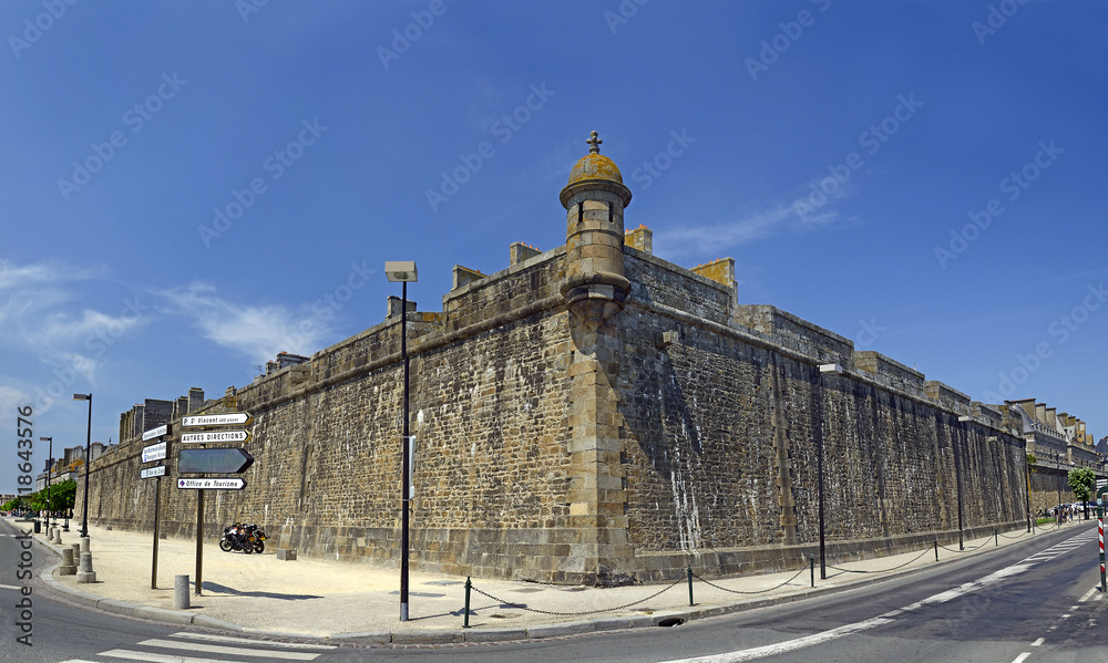 Saint Malo - The massive walls around the Old town. Saint-Malo became ...
