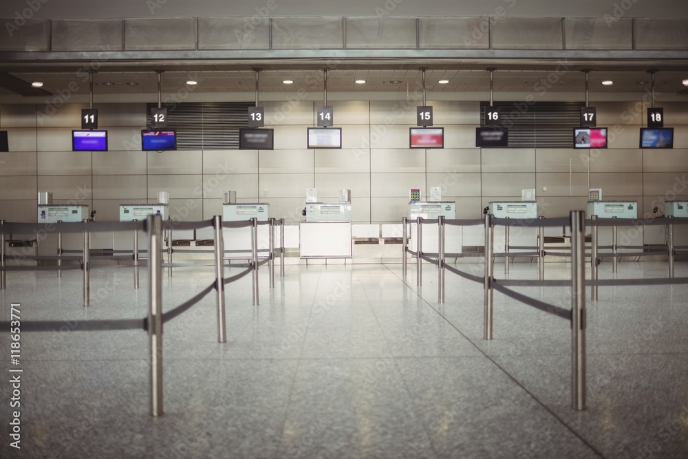 Check-in counter inside the airport terminal Stock Photo | Adobe Stock
