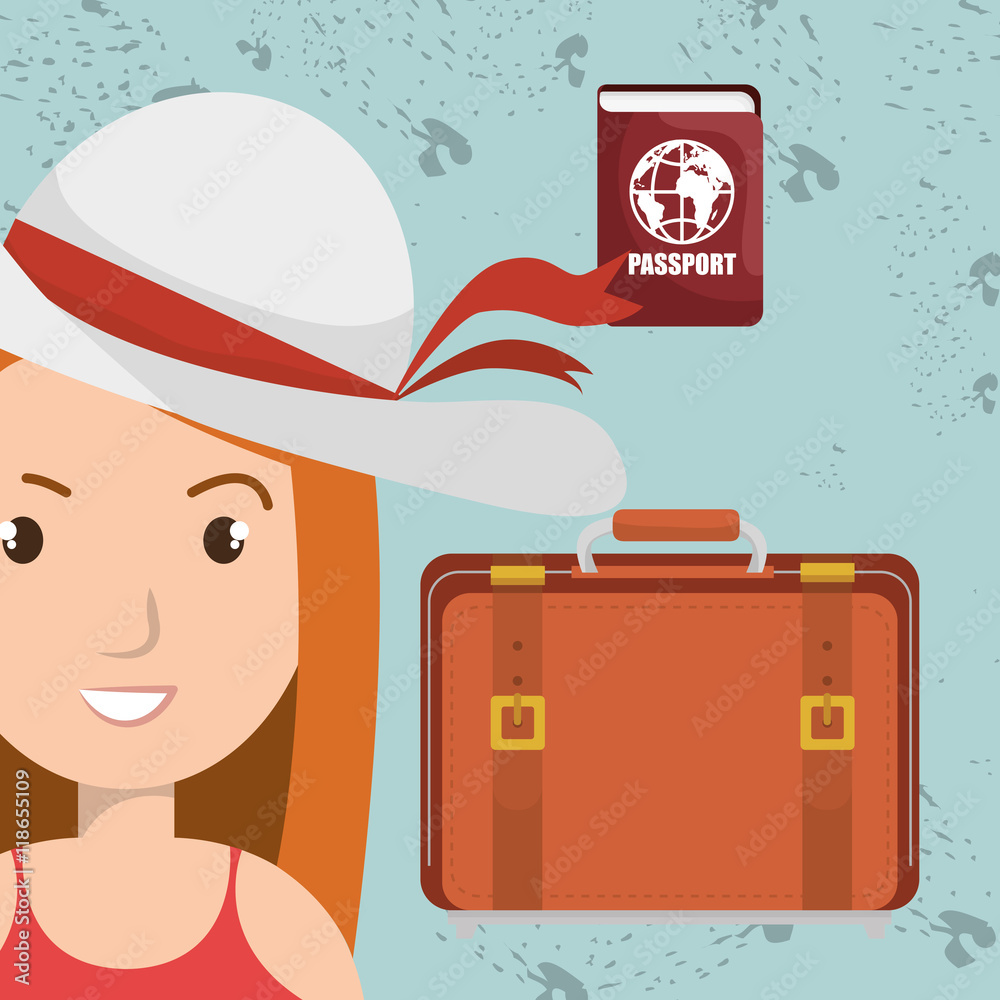 woman bag hat travel vector illustration design Stock Vector | Adobe Stock