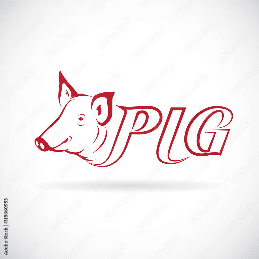 Vector design a pig head is text on a white background. Stock Vector ...