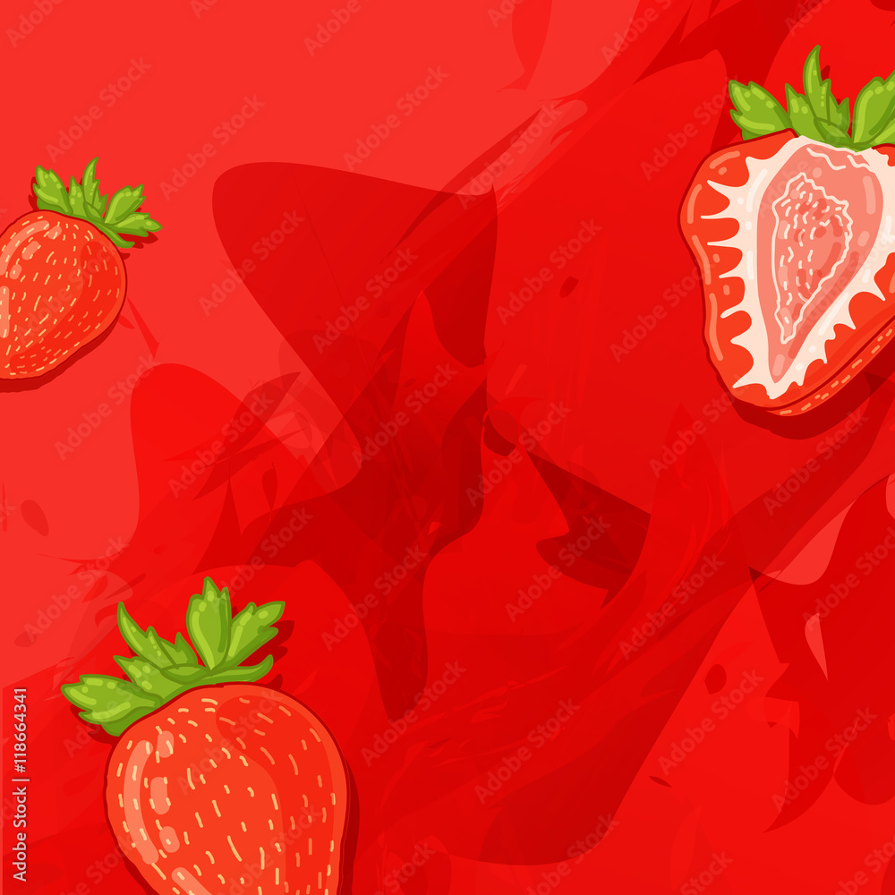 Template design banner background with strawberry berry. The back with ...