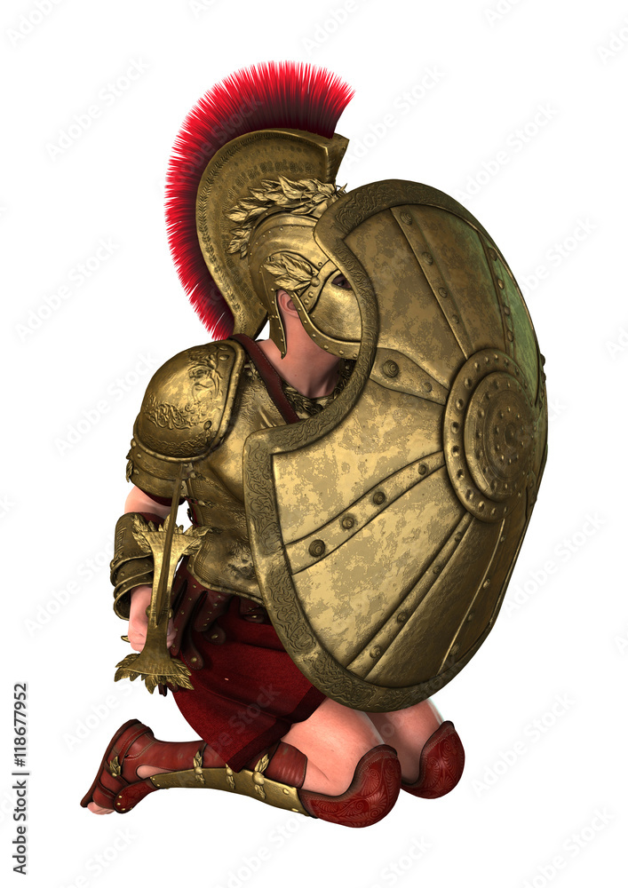 3D Rendering Ancient Greek Soldier on White Stock Illustration | Adobe ...