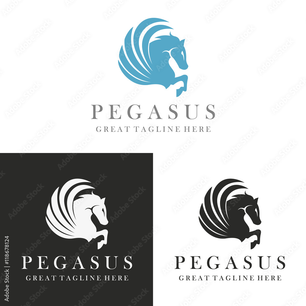Pegasus logo. Three versions. Stock Vector | Adobe Stock