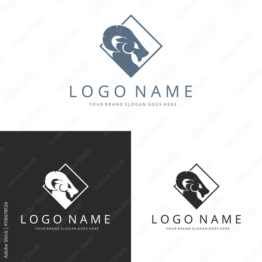 Ram logo template. Three versions Stock Vector | Adobe Stock