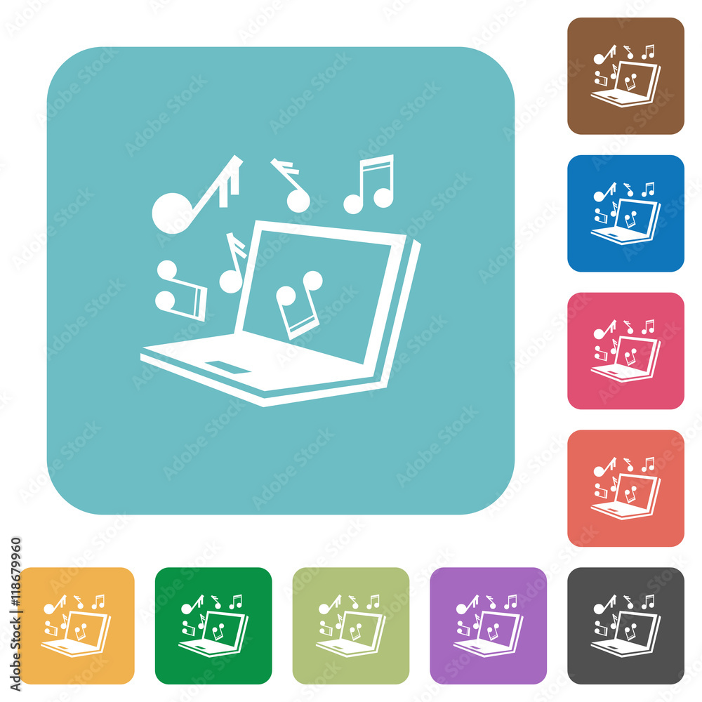 Flat laptop music icons Stock Vector | Adobe Stock