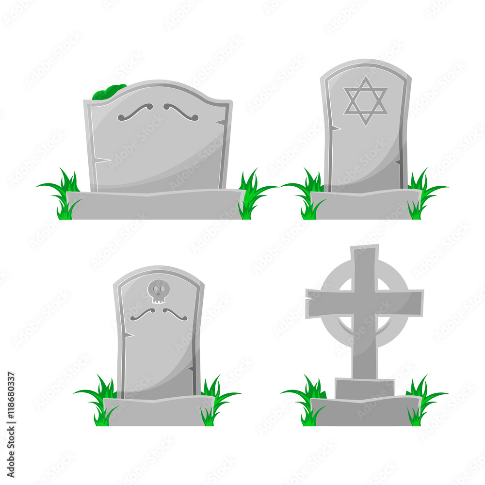Set of cartoon grave. Vector illustration. Stock Vector | Adobe Stock
