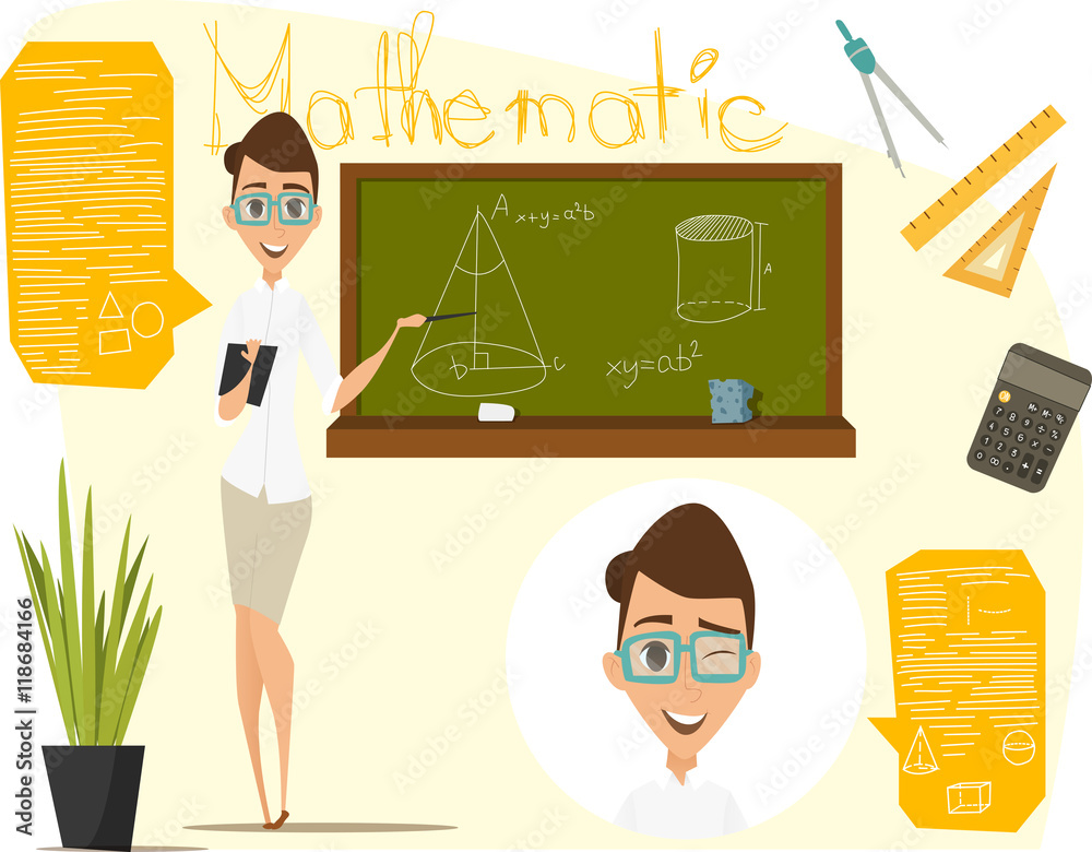 Back to school vector illustration. Math lesson. Infographics ...