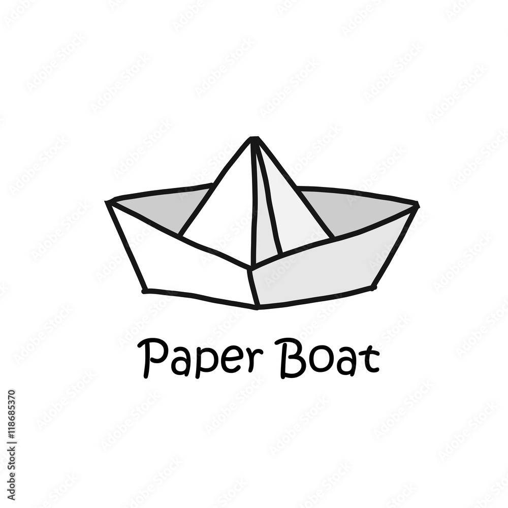 Paper boat cartoon concept style logotype Stock Vector | Adobe Stock