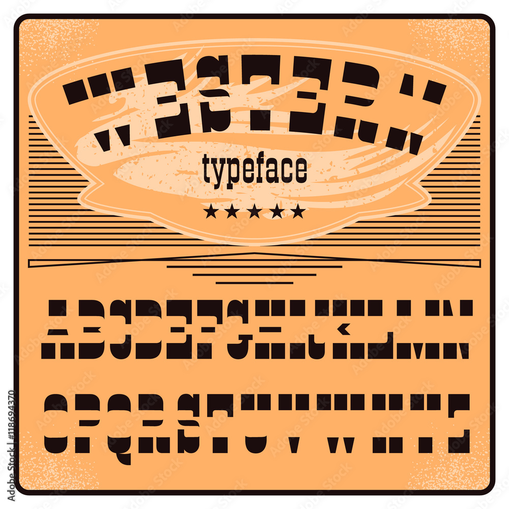 Western font / vintage typeface in west cowboy style with serifs only ...