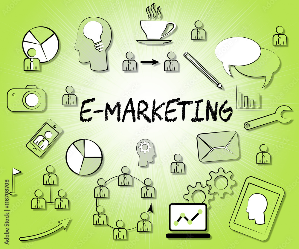Emarketing Icons Represents Internet Promotions And Selling Stock ...