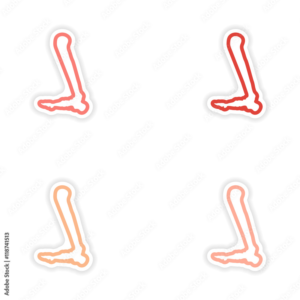 Set paper stickers on white background leg bone Stock Vector | Adobe Stock