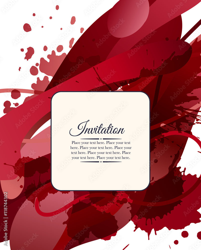 Colorful decorative invitation card with free shapes and blots Stock ...