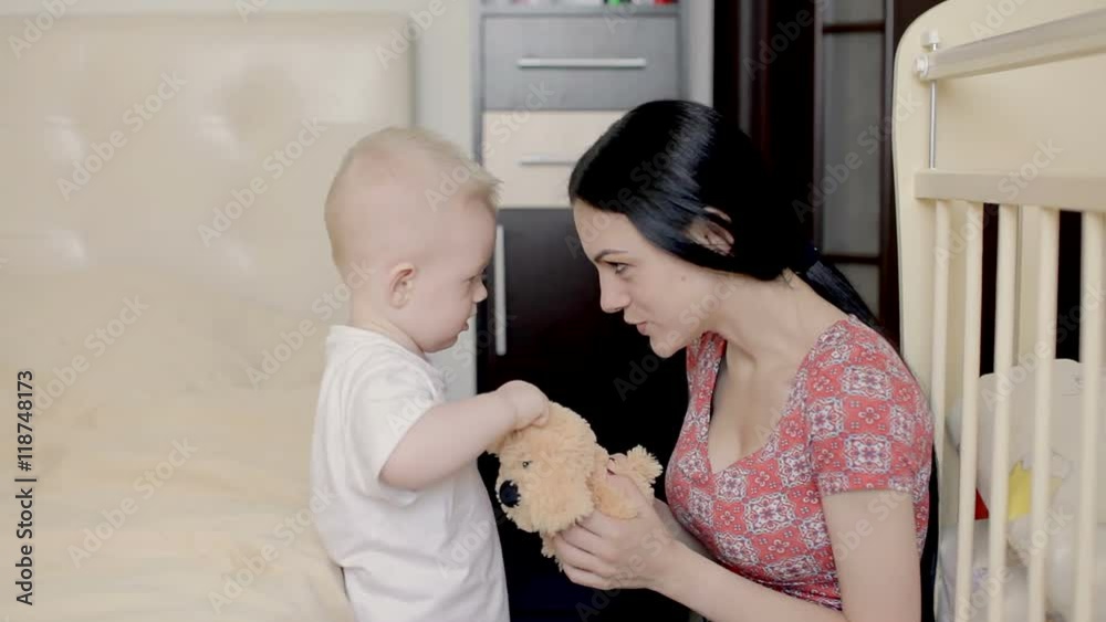 Mom and son having fun at home Stock Video | Adobe Stock