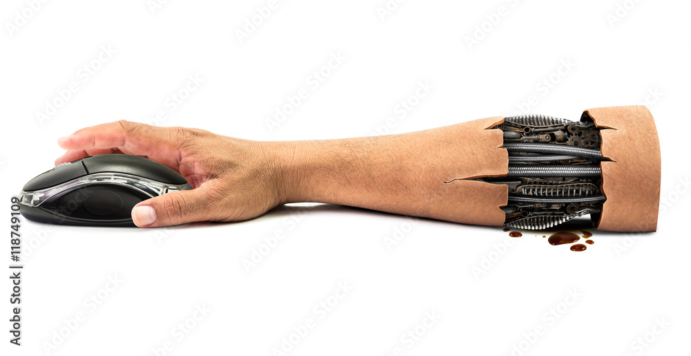 Human robot hand with mouse Stock Photo | Adobe Stock