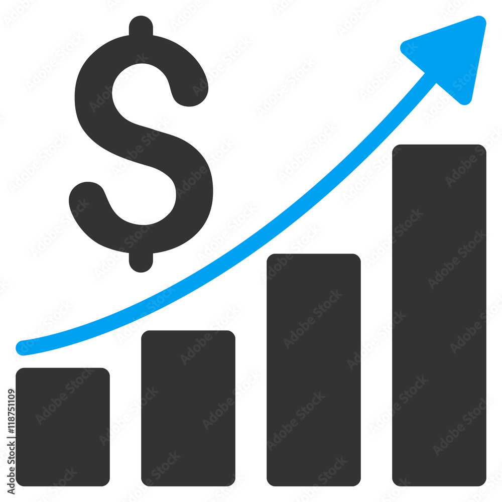 Sales Growth Chart icon. Vector style is bicolor flat iconic symbol ...