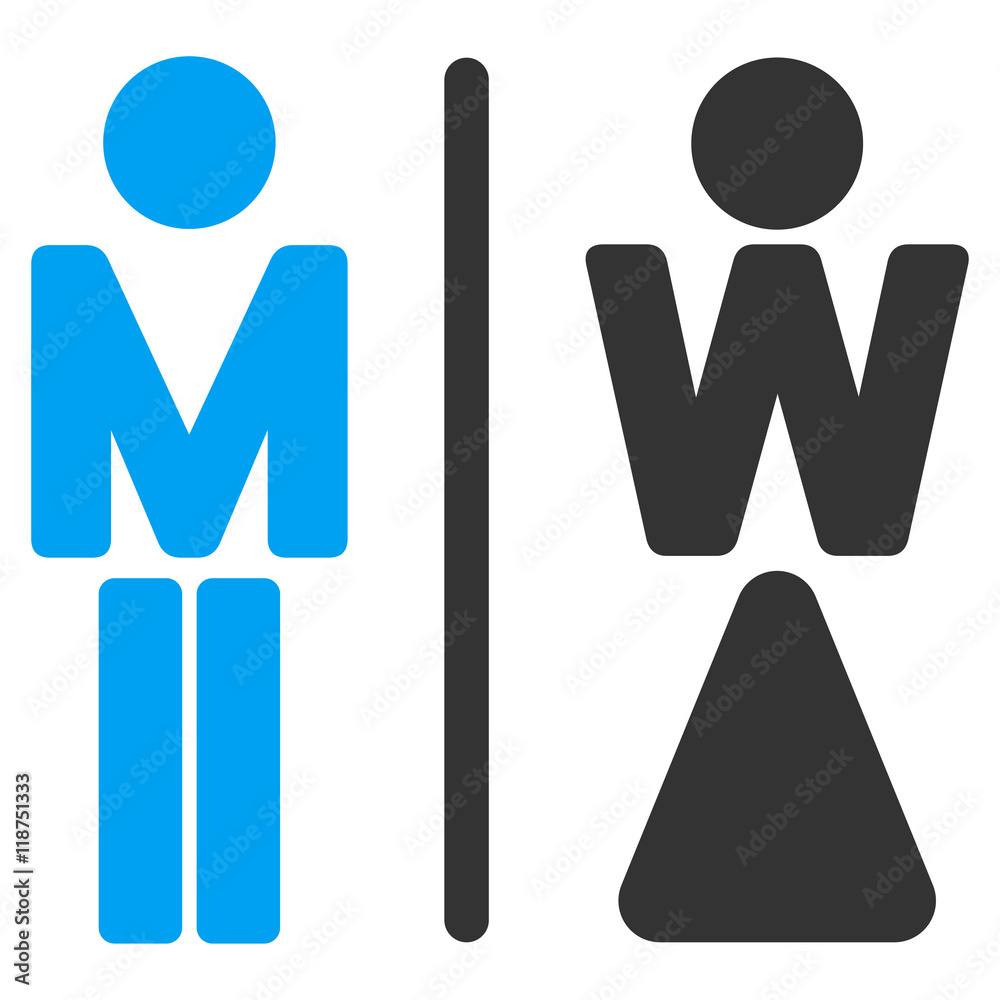 WC Persons icon. Vector style is bicolor flat iconic symbol, blue and ...