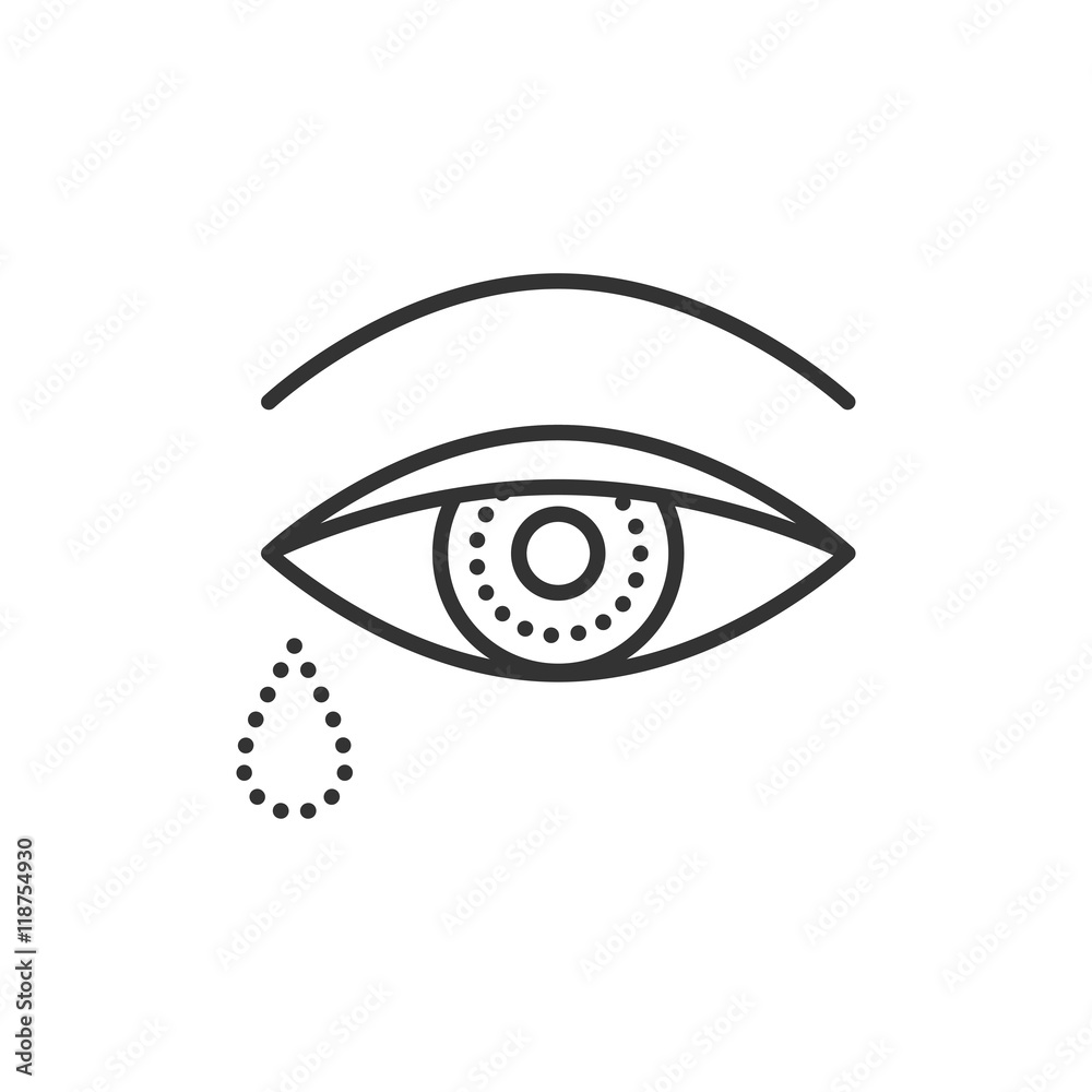 Crying eye with tears. Symbol of death and funeral. Flat icon. Vector ...
