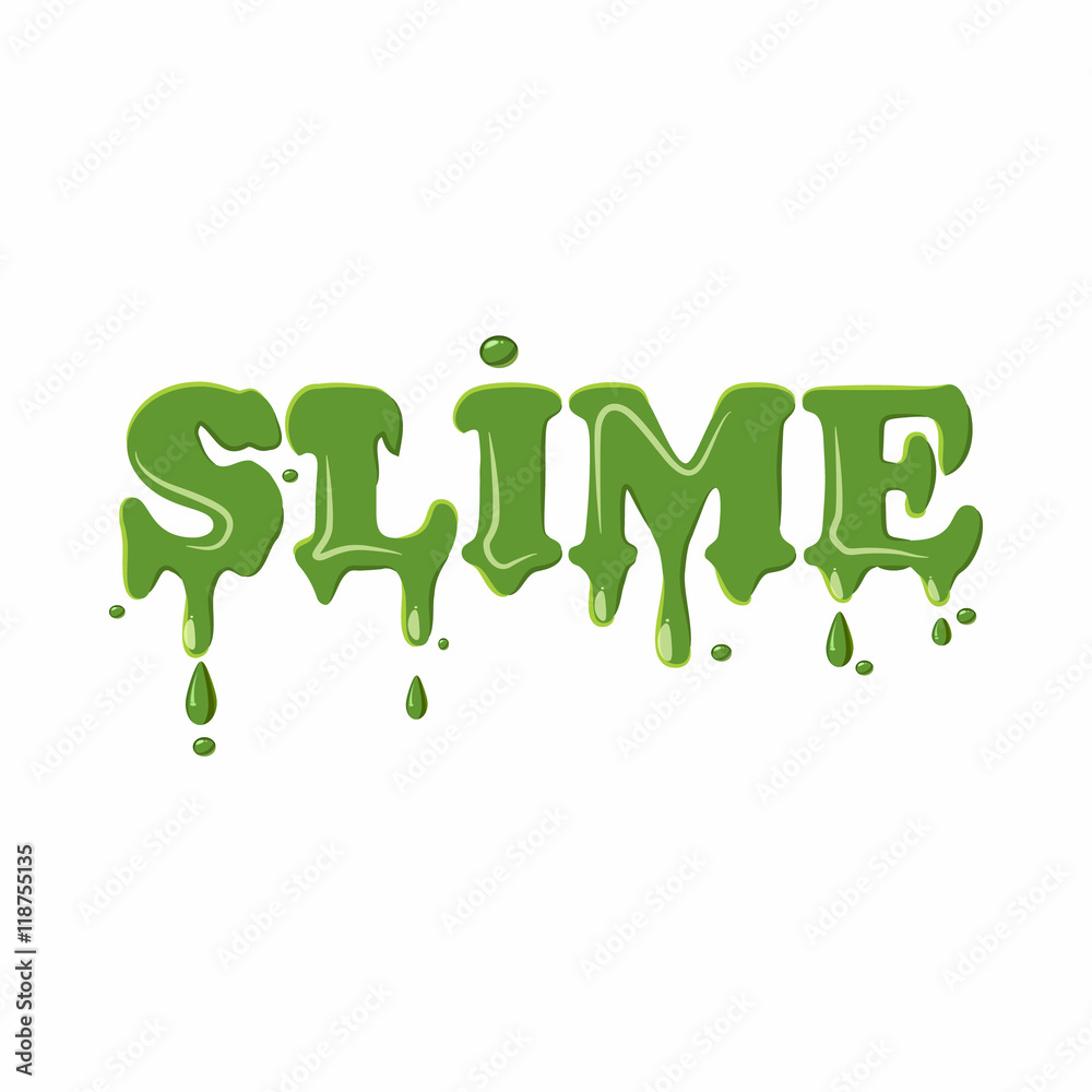 Slime word isolated on white background. Green slime word vector ...