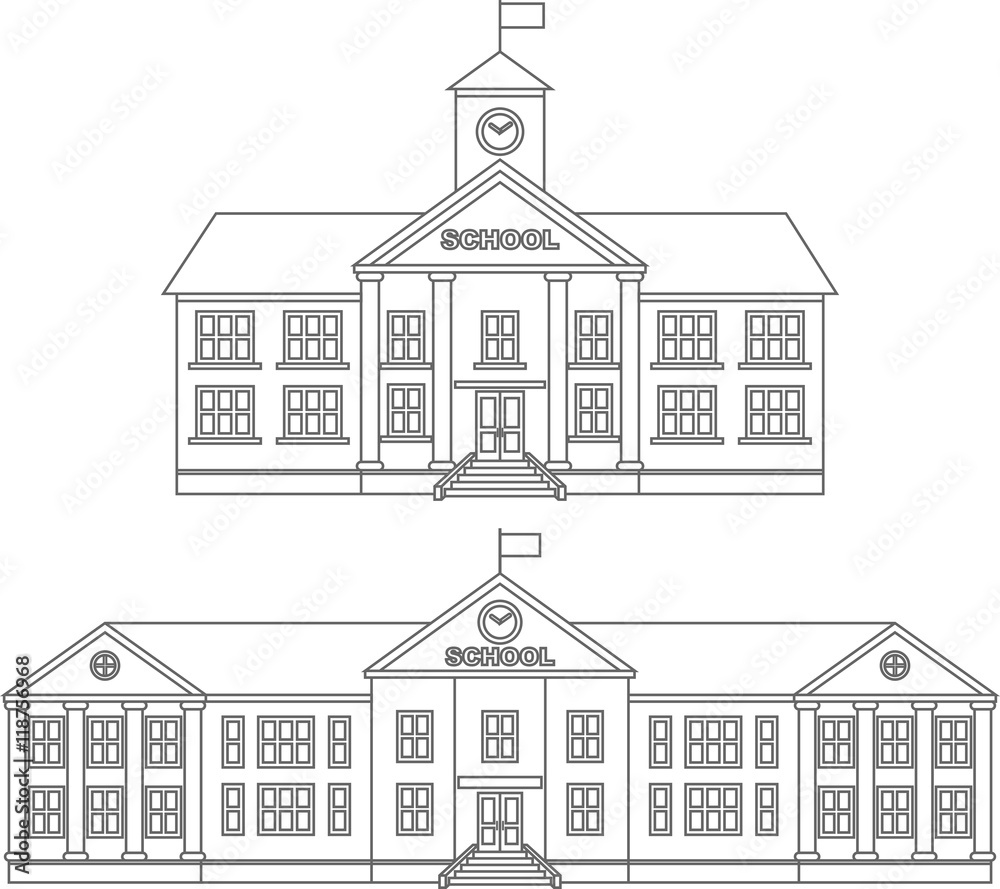School Building Colouring Pages