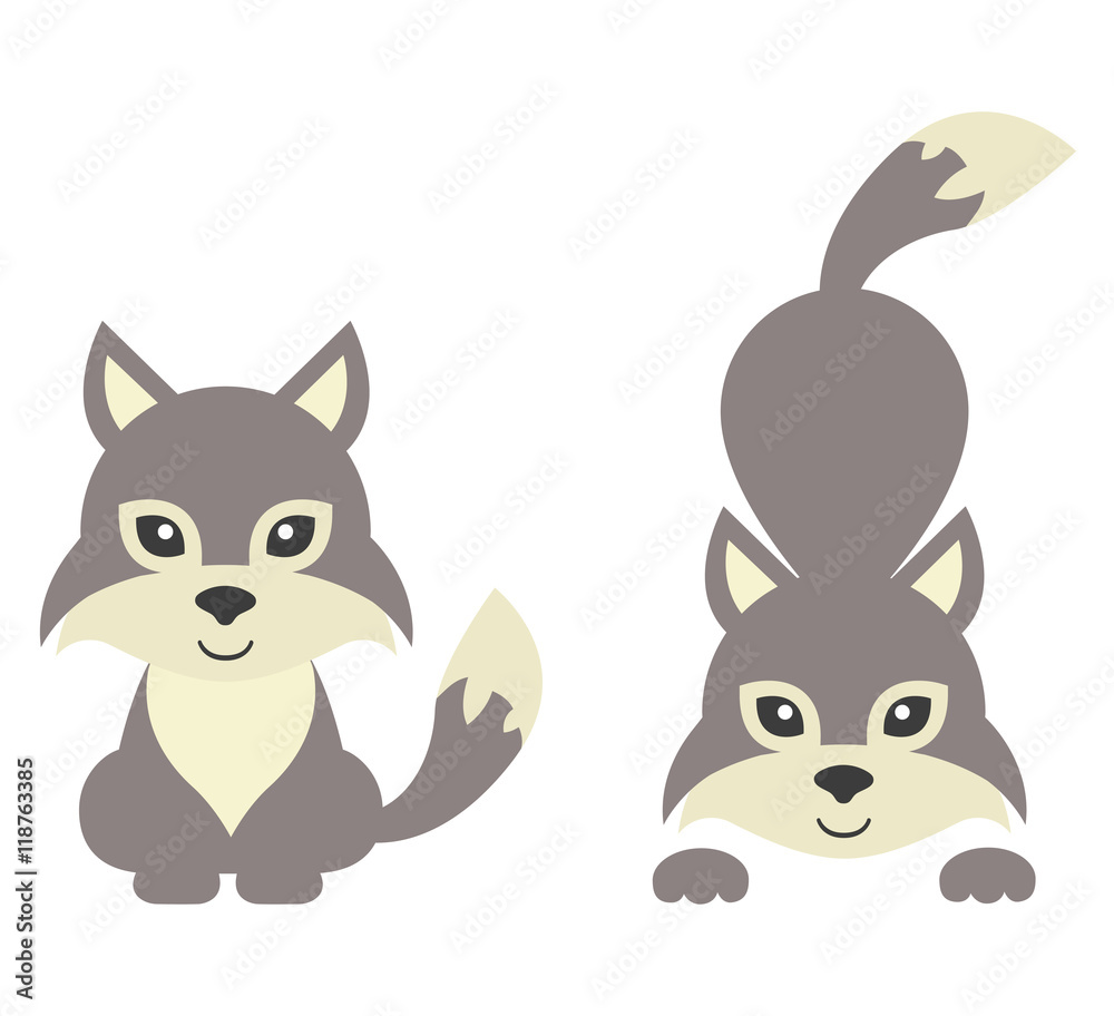 cartoon wolf set Stock Vector | Adobe Stock