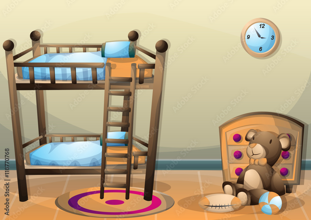 cartoon vector illustration interior kid room with separated layers in ...