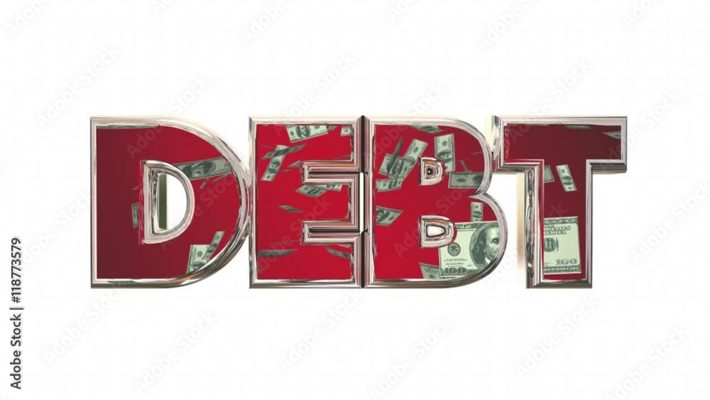 Debt Money Owed Bills Payment Word 3d Animation Stock Video | Adobe Stock