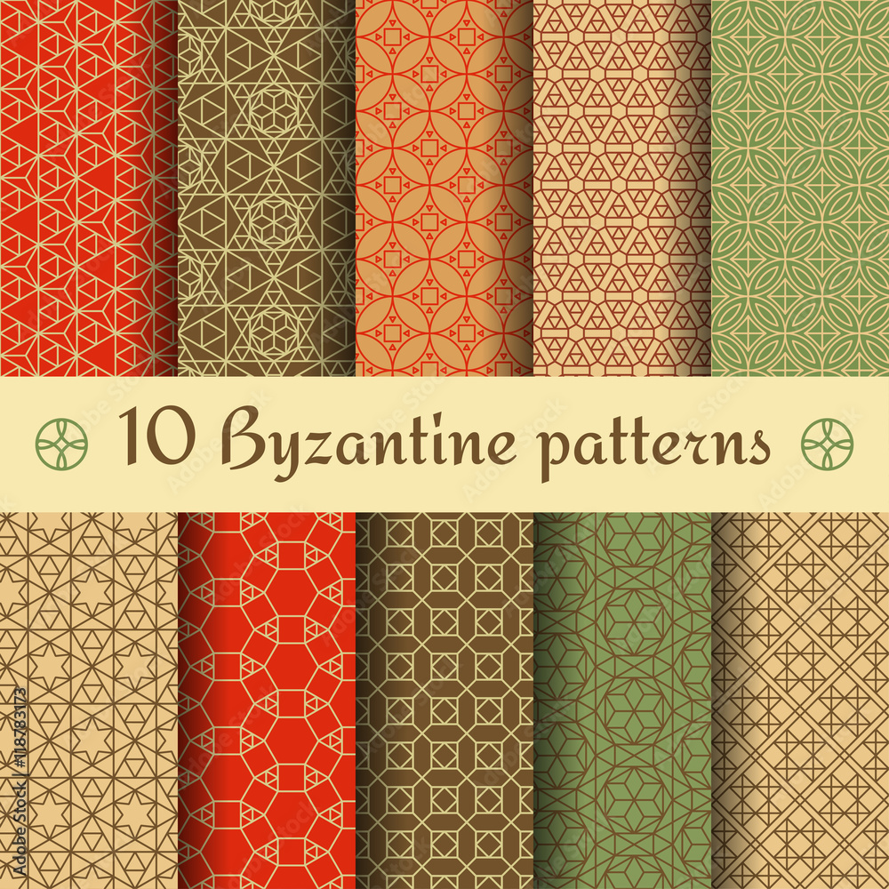 Byzantine seamless patterns set. Vector illustration. Stock Vector ...