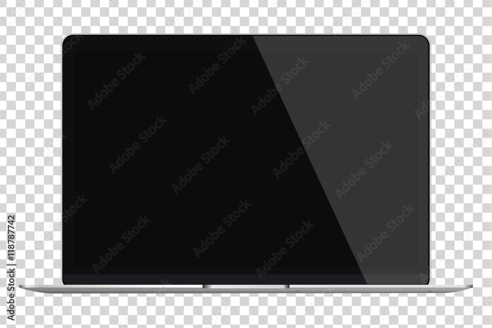Laptop with black screen isolated on transparent background. Stock ...