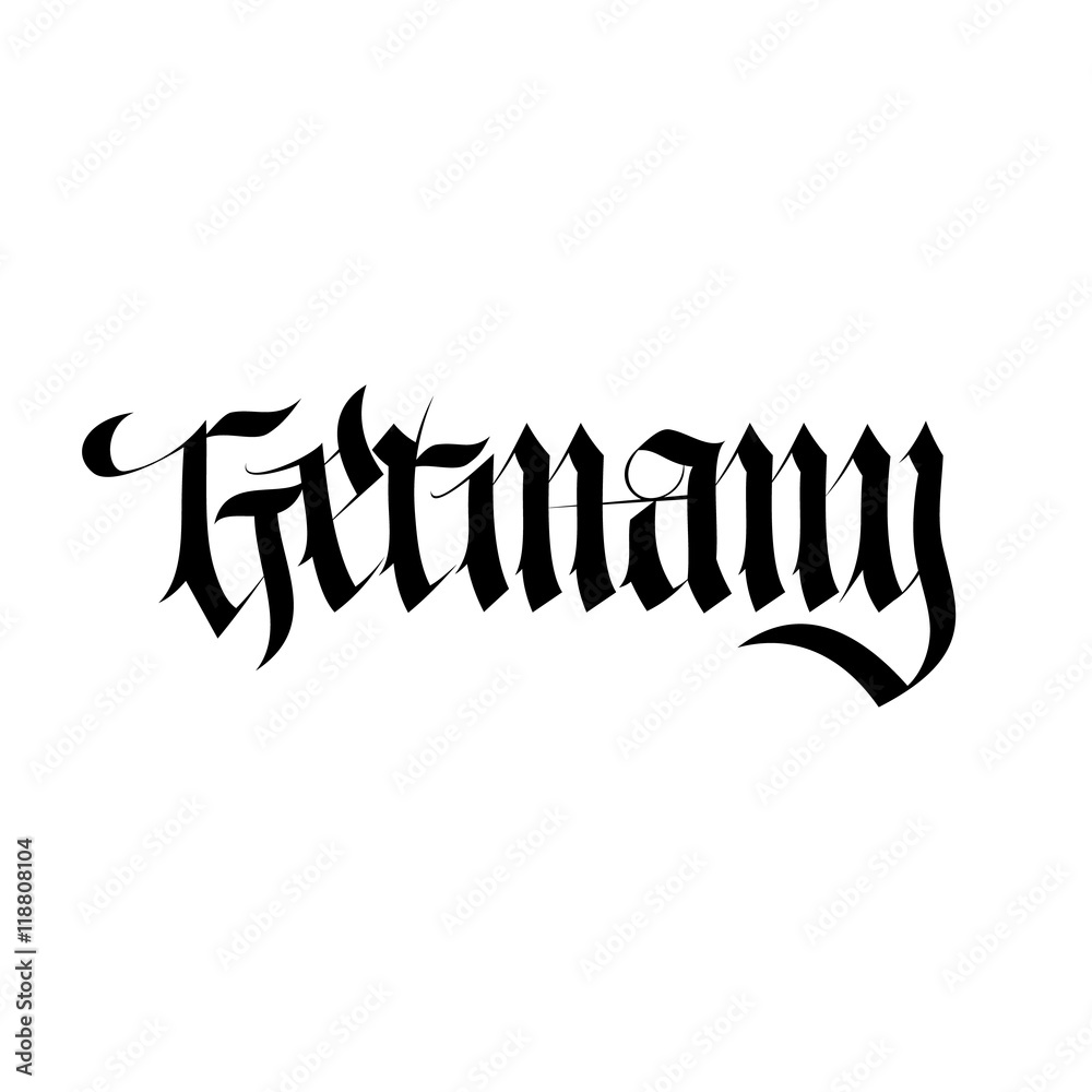Germany handwritten inscription. Hand drawn lettering in national ...