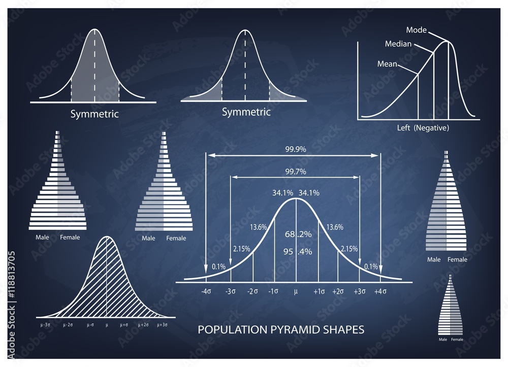 Standard Deviation Diagram with Population Pyramid Chart Stock Vector ...