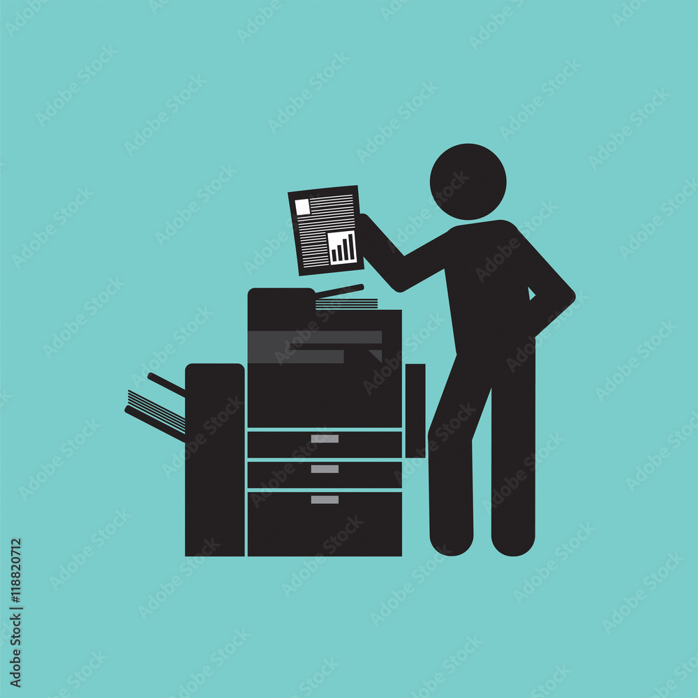 Graphic Symbol Of A Man Using A Photocopier Vector Illustration Stock ...