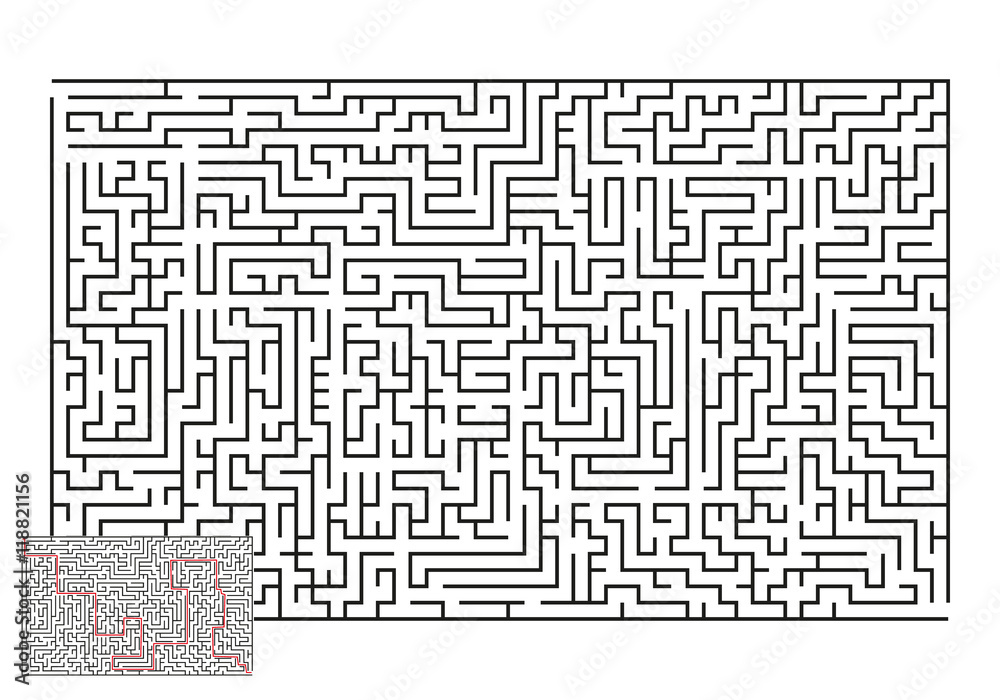 Large Vector Maze with Answer Stock Vector | Adobe Stock