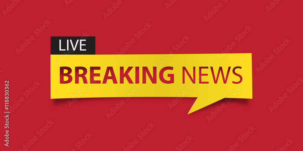 Breaking news banner isolated on red background. Banner design template ...