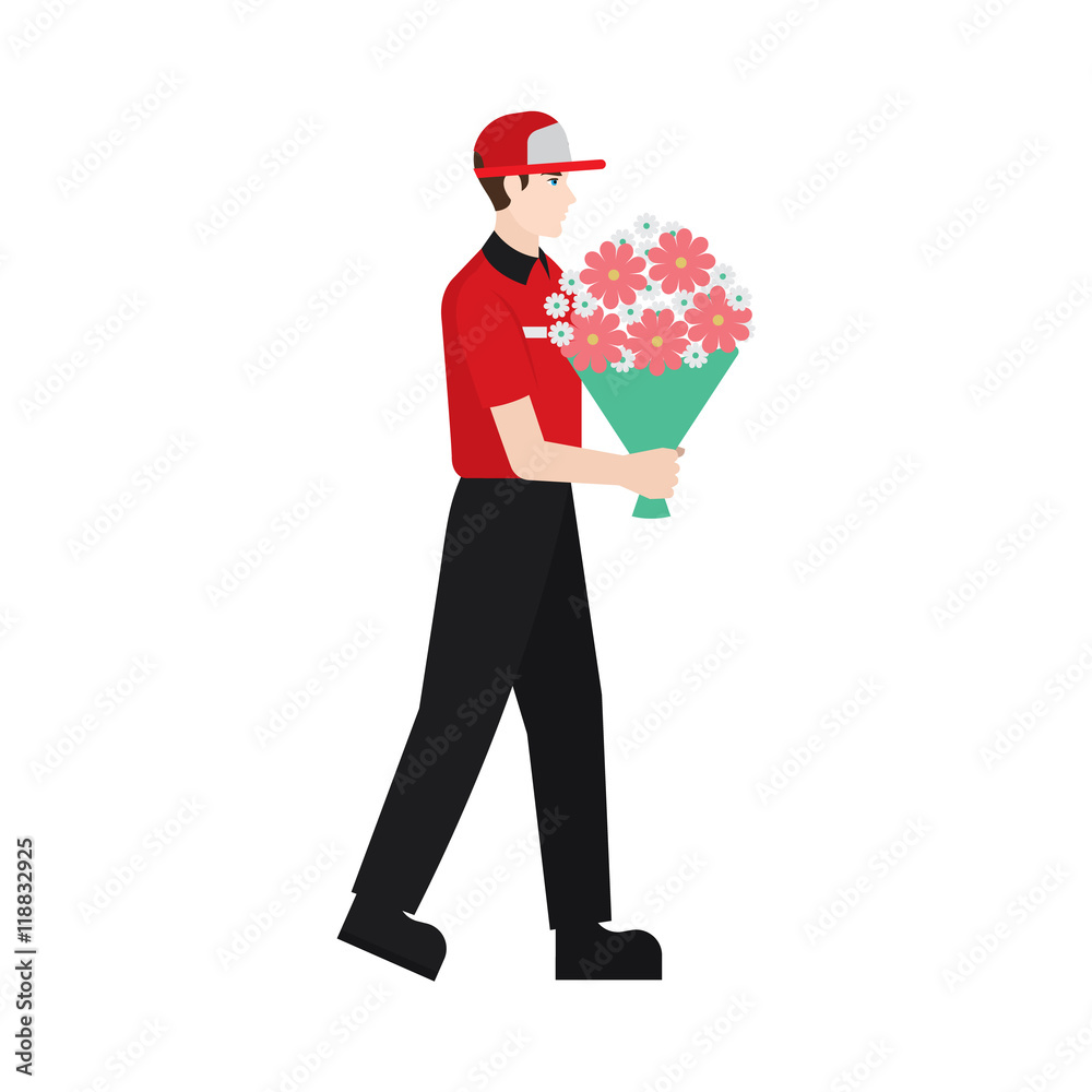 Delivery boy/ man vector illustration. Delivery courier delivering ...