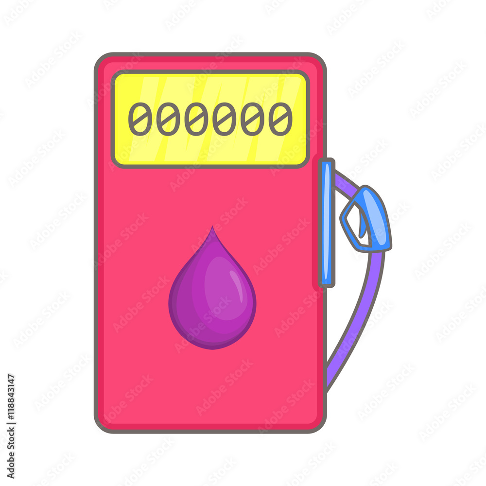 Gas station icon in cartoon style isolated on white background. Refuel ...