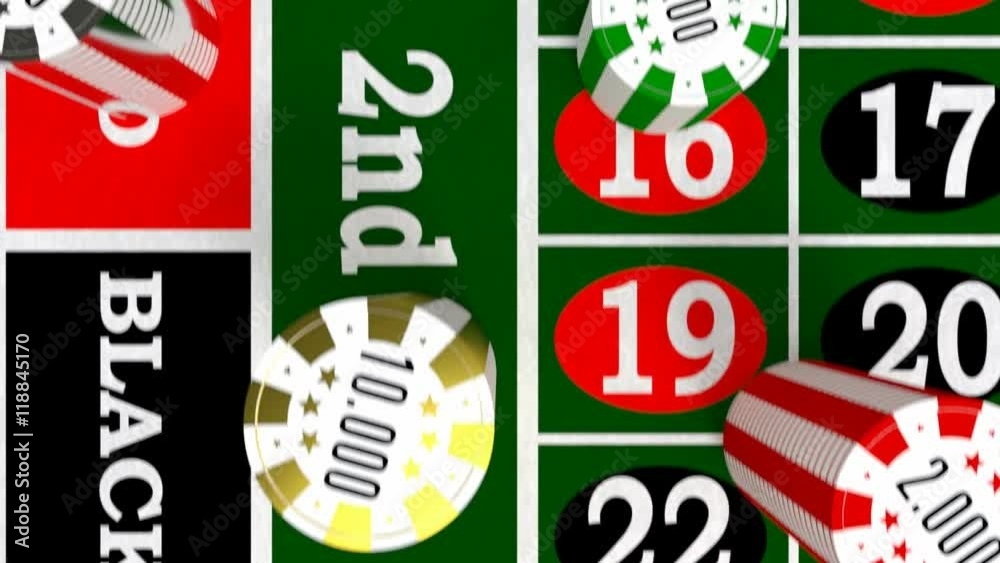 flight above roulette table with stacks of tokens Stock Video | Adobe Stock