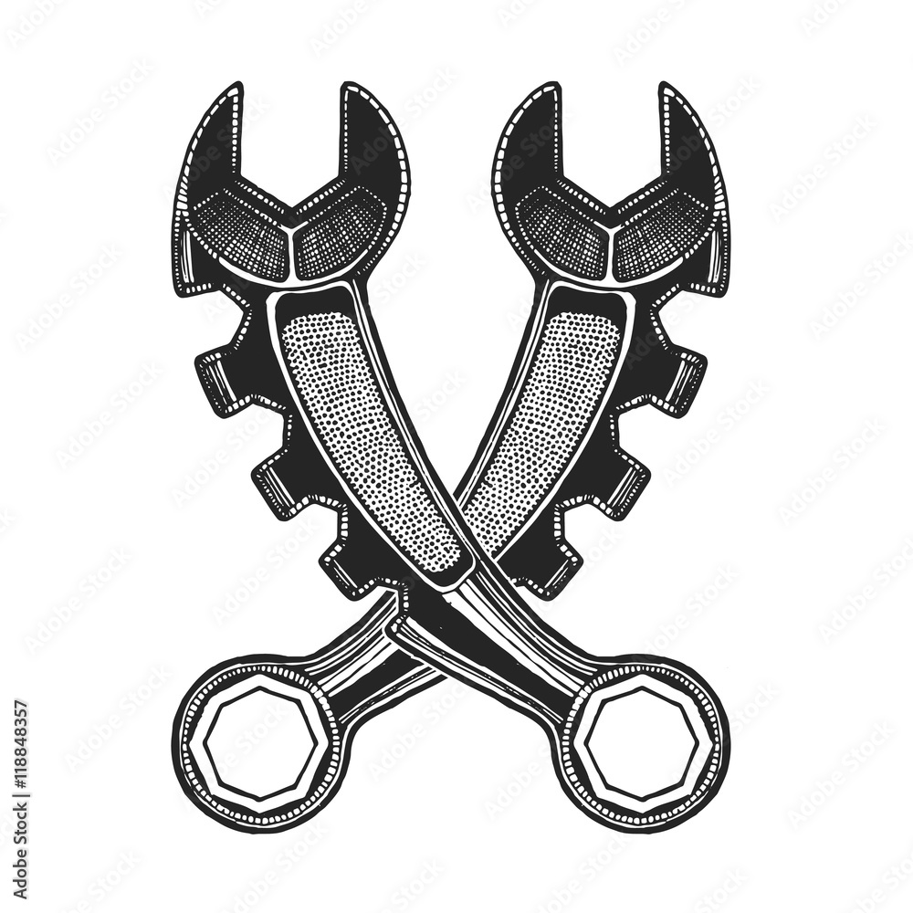 Spanners hand drawn vector icon Stock Vector | Adobe Stock
