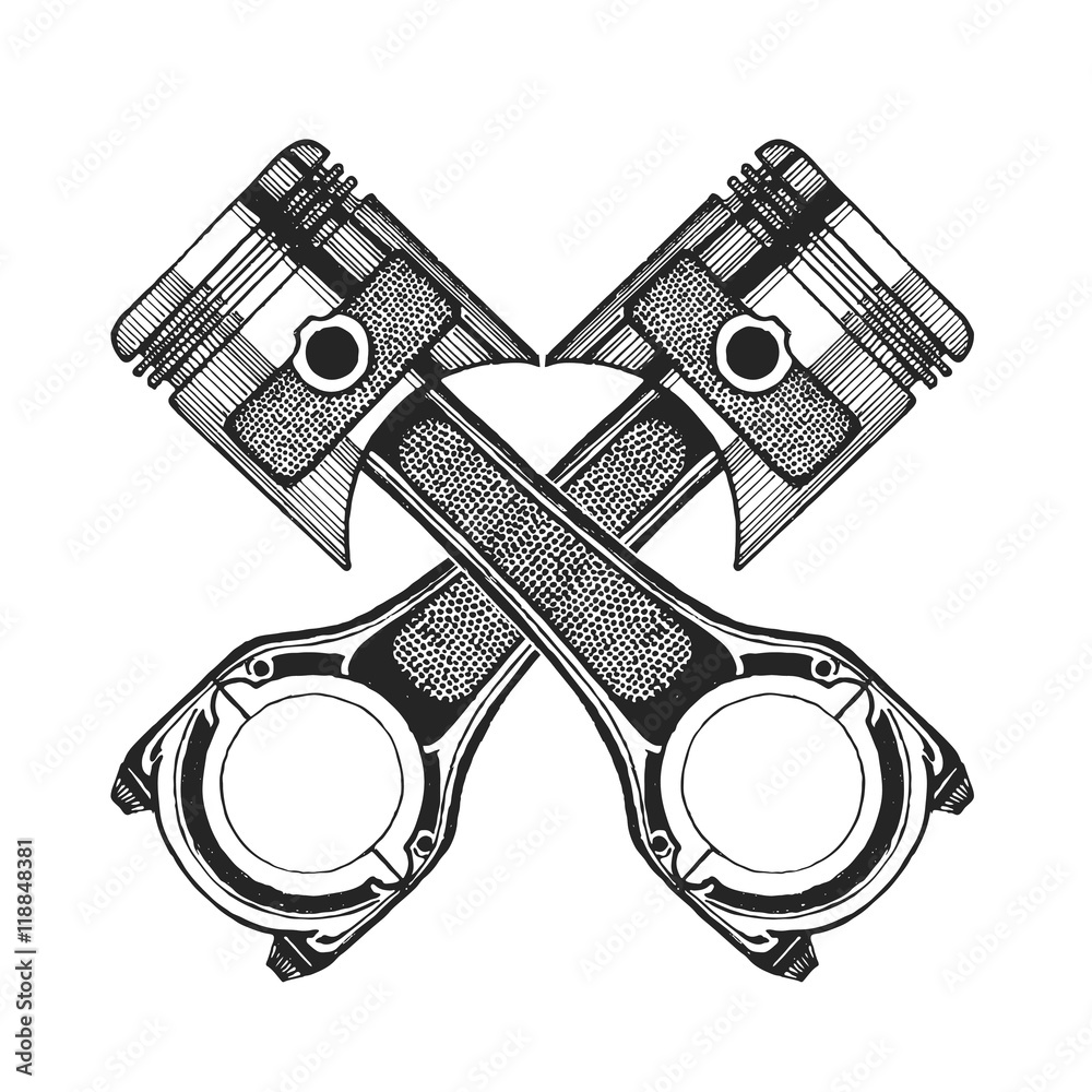 Hand drawn vector image of pistons Stock Vector | Adobe Stock