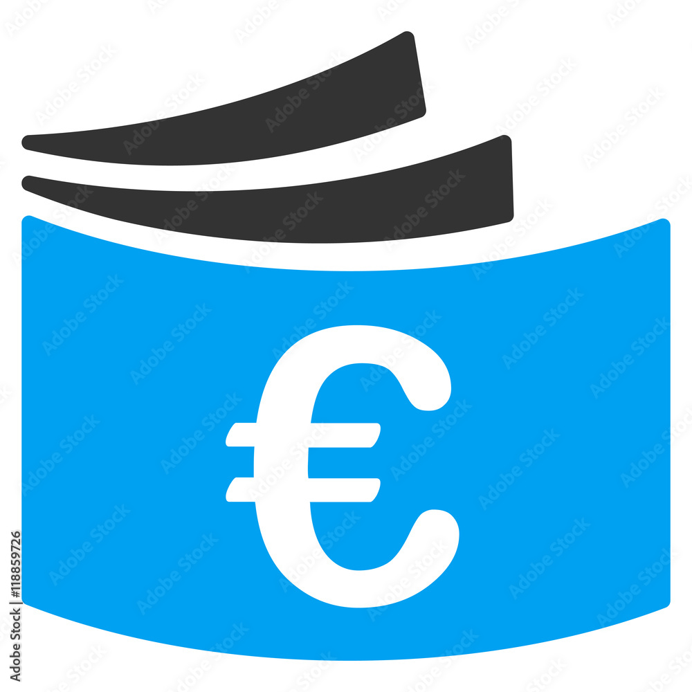 Euro Checkbook icon. Vector style is bicolor flat iconic symbol with ...