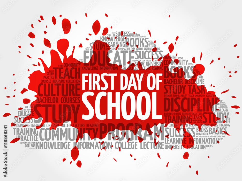 First day of school word cloud collage, education concept background ...