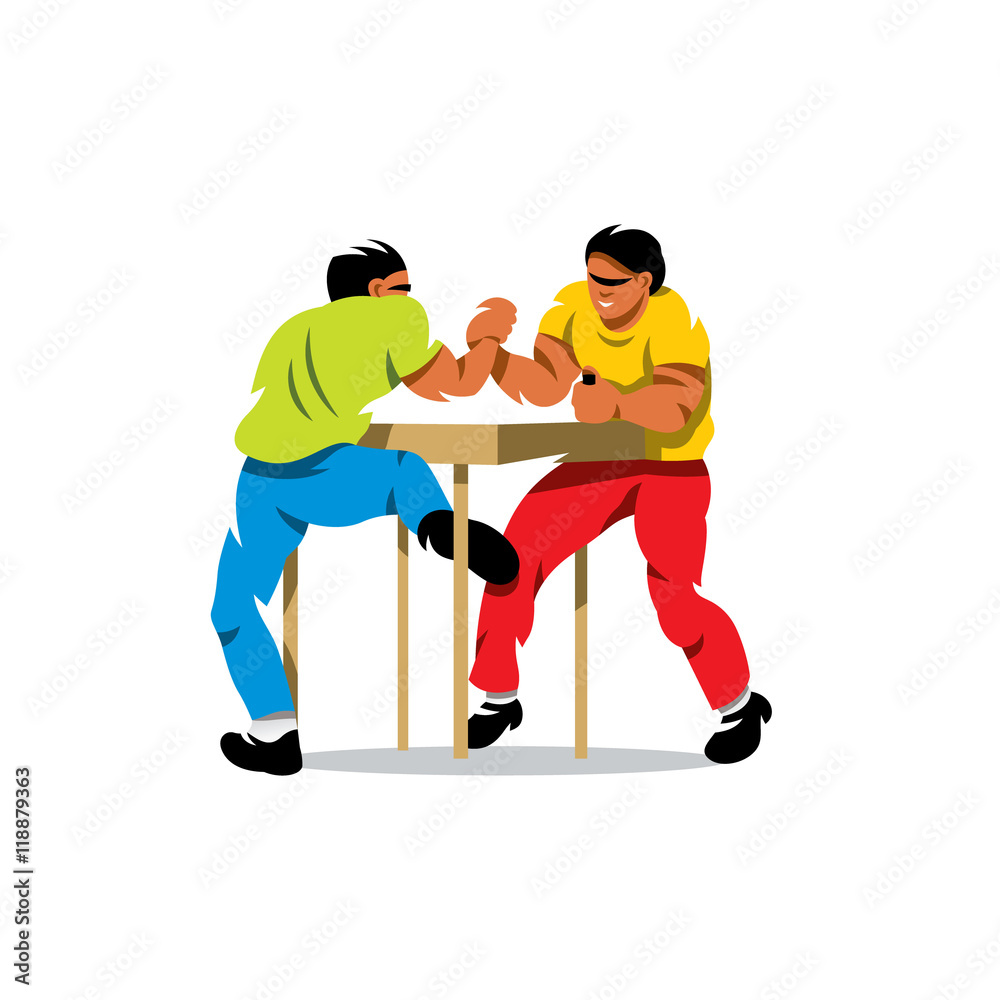 Vector Arm Wrestling Cartoon Illustration. Stock Vector | Adobe Stock