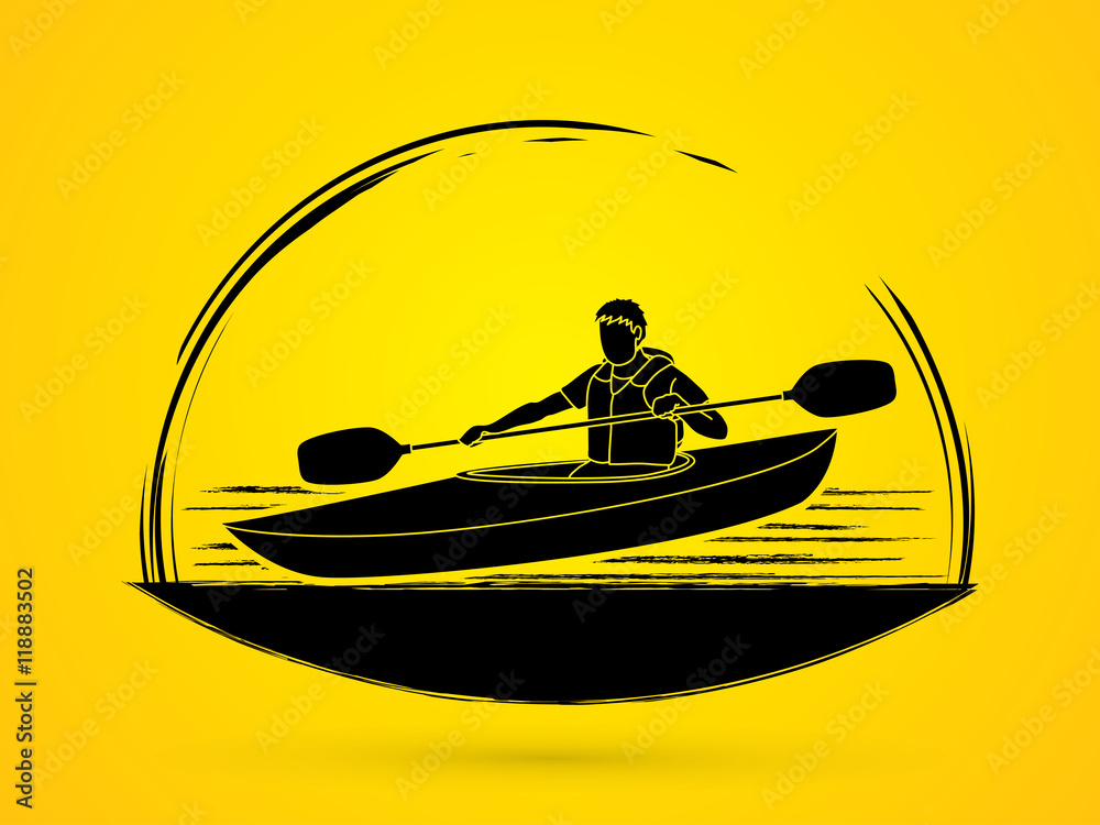 A man kayaking graphic vector. Stock Vector | Adobe Stock