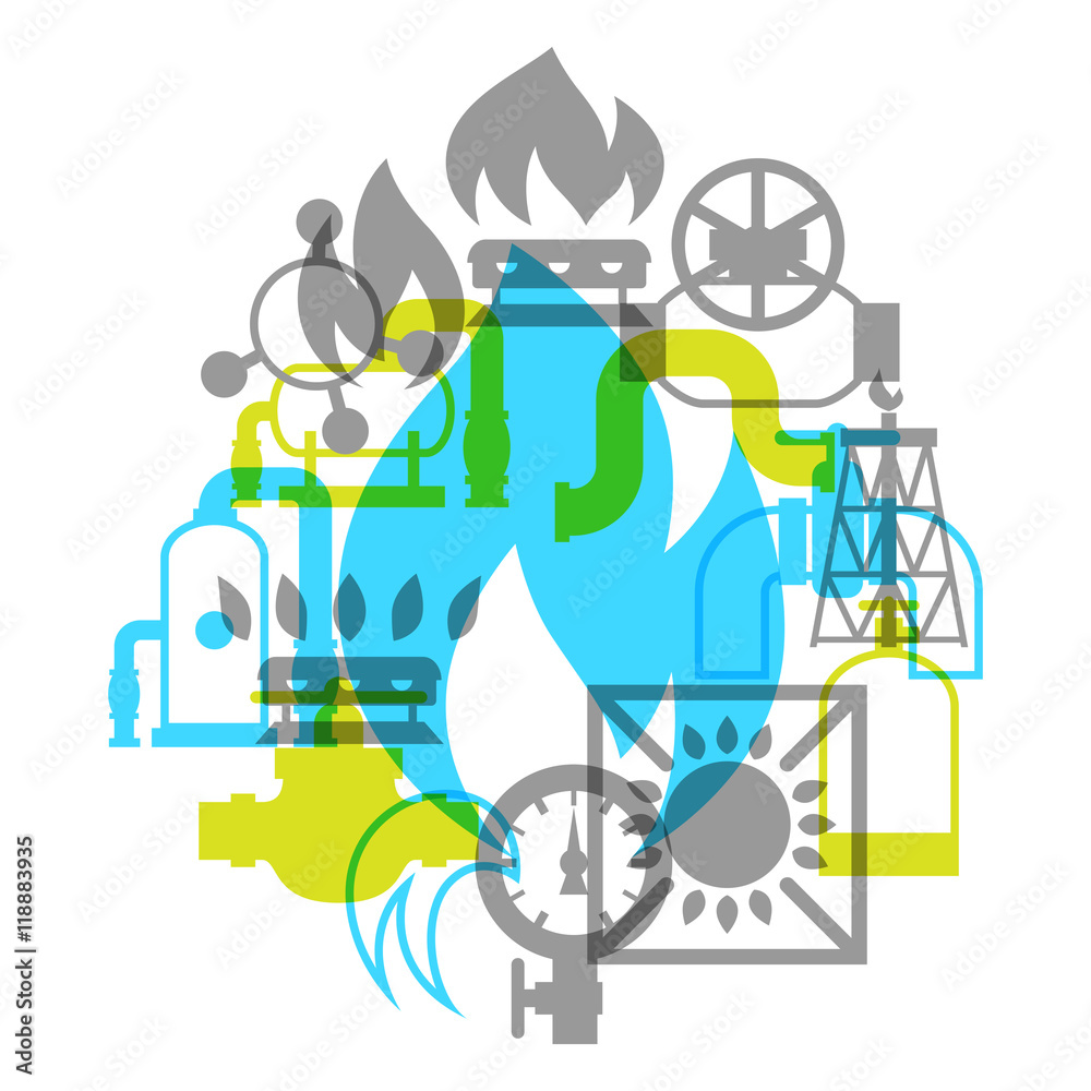 Natural gas production, injection and storage. Industrial background ...