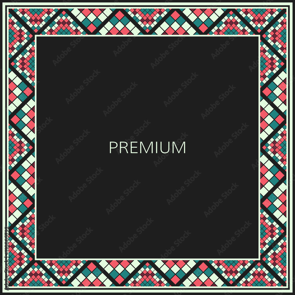 Vector geometrical frame. Islamic oriental card with place for text ...
