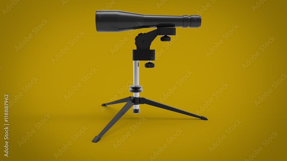 3d illustration of US Military M24 Sniper Spotter Scope. yellow ...