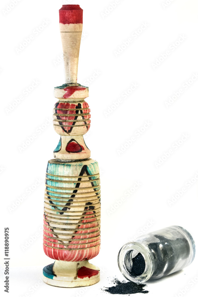 Kajal eyeliner. Traditional Arabic makeup for eyeliner . The powder is ...