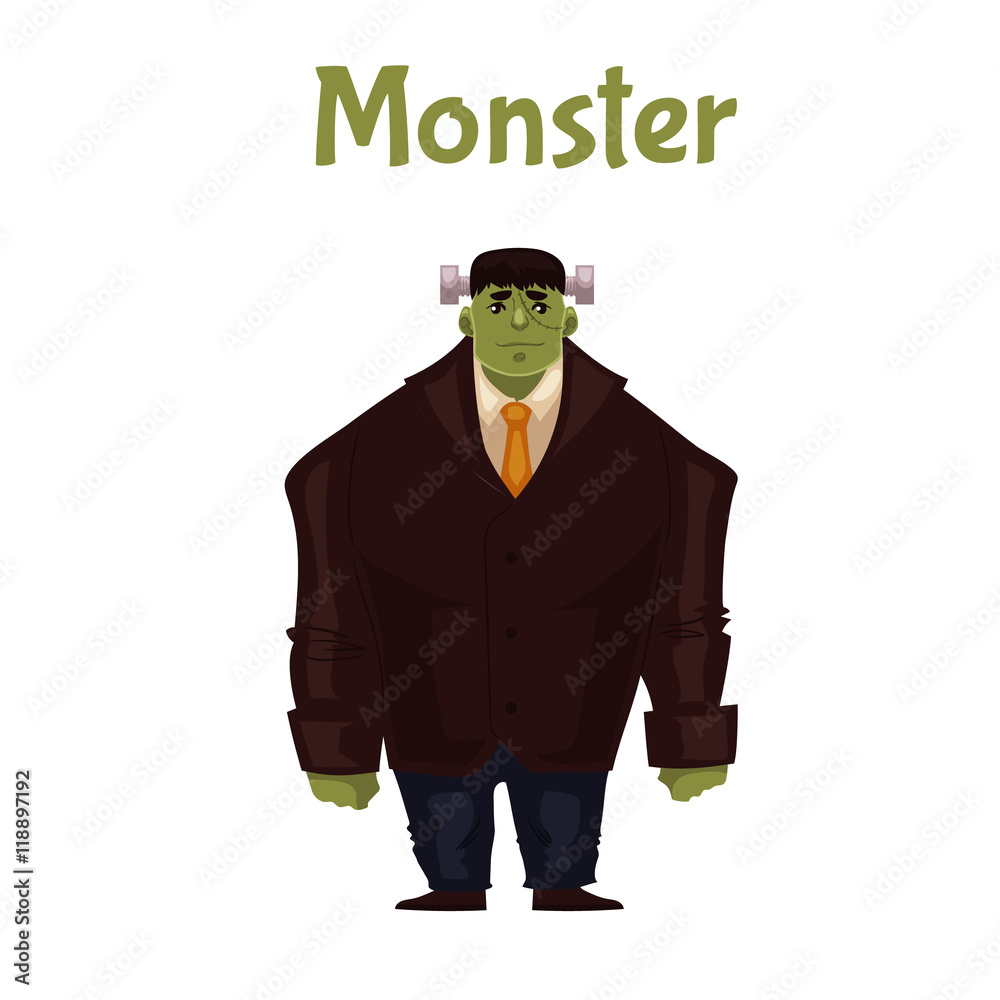 Man dressed in monster costume for Halloween, cartoon style vector ...